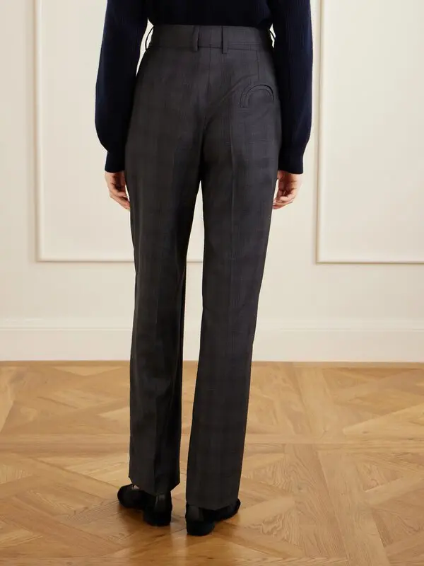 BLAZÉ MILANO Fox Checked Wool Straight-leg Pants