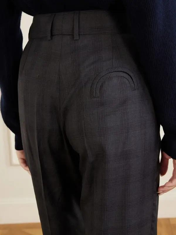 BLAZÉ MILANO Fox Checked Wool Straight-leg Pants