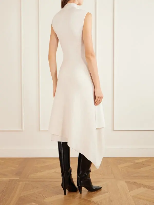 LANVIN Draped Wool-blend Turtleneck Midi Dress