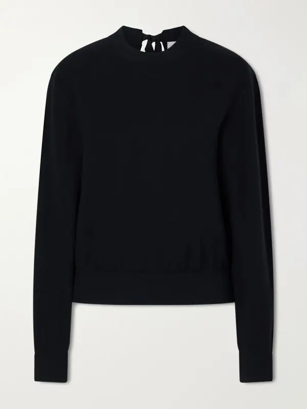 LANVIN Bow-detailed Wool-blend Cardigan - Black