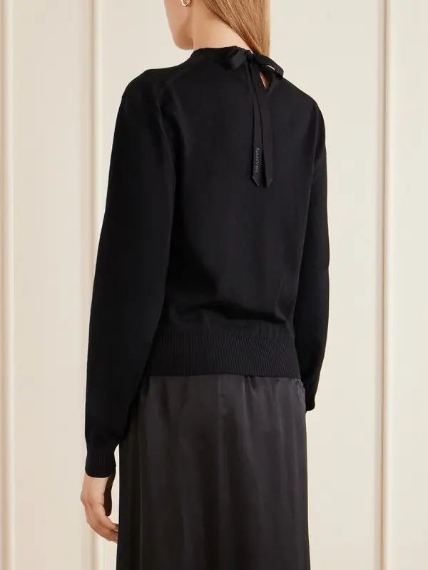 LANVIN Bow-detailed Wool-blend Cardigan