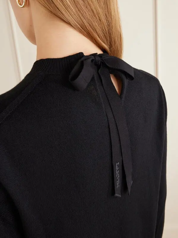 LANVIN Bow-detailed Wool-blend Cardigan