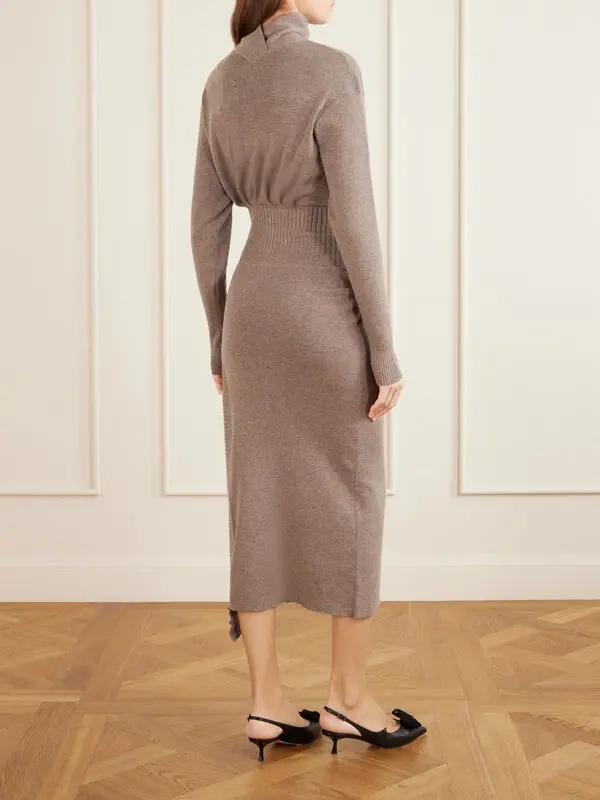 LANVIN Embellished Wool-blend Turtleneck Midi Dress