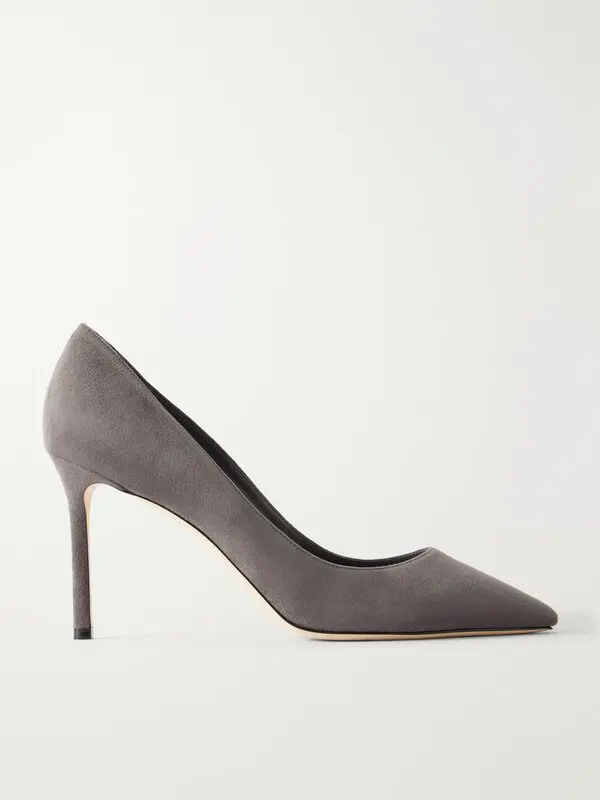 JIMMY CHOO Romy 85 Suede Pumps - Gray