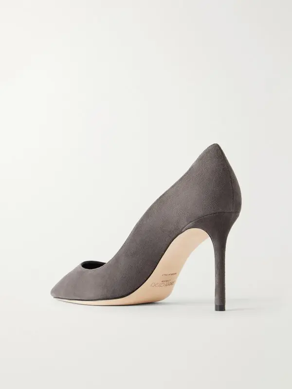 JIMMY CHOO Romy 85 Suede Pumps - Gray