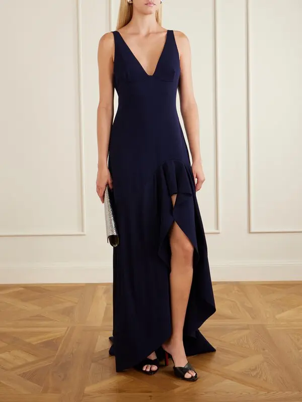 Stella McCartney Asymmetrical Ruffled Crepe Maxi Dress