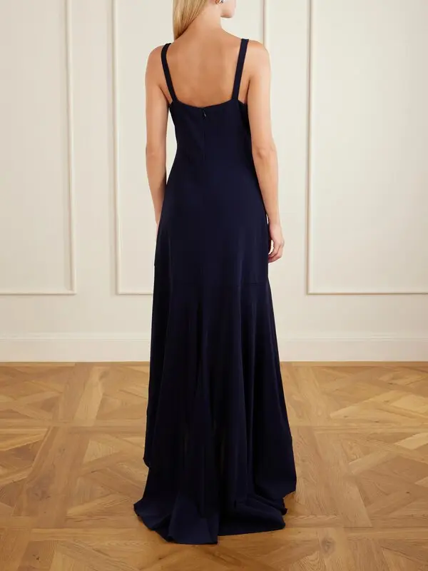 Stella McCartney Asymmetrical Ruffled Crepe Maxi Dress