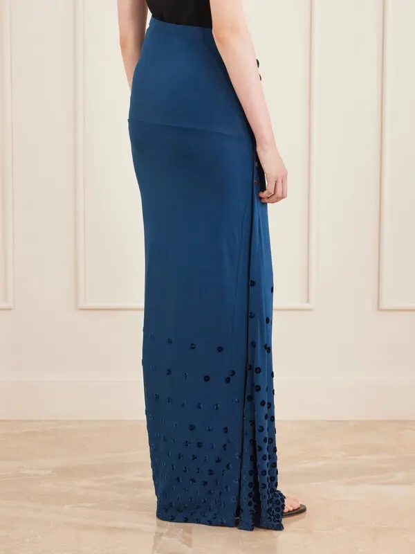 Rabanne Gathered Flocked Jersey Maxi Skirt