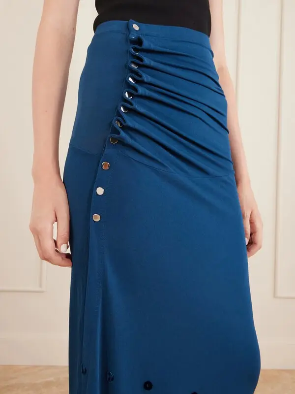 Rabanne Gathered Flocked Jersey Maxi Skirt