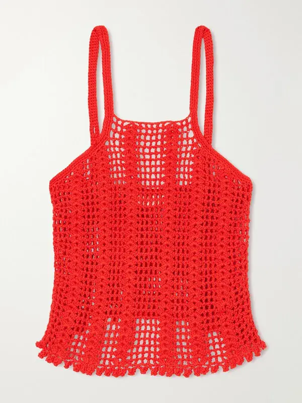 TERRY PUESTO Crocheted Organic-cotton Tank