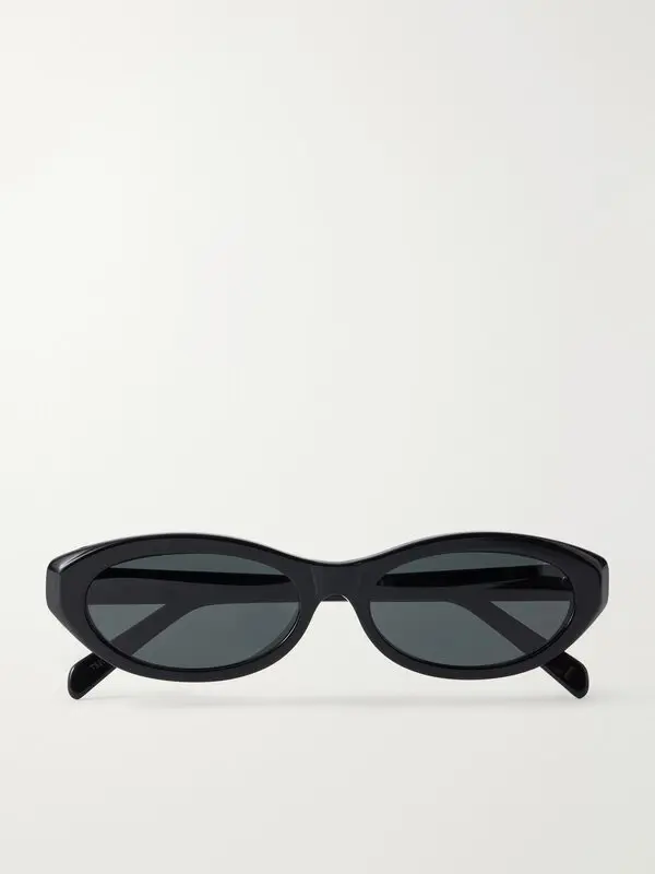 Celine Triomphe Mini Oval-frame Acetate Sunglasses - Black