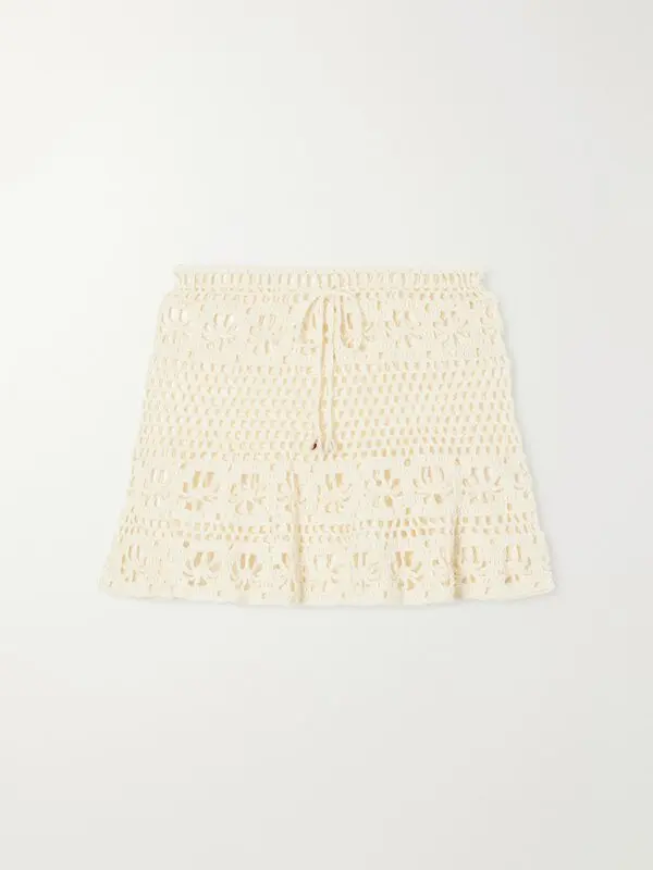 TERRY PUESTO Bonito Crocheted Organic-cotton Mini Skirt - Neutrals