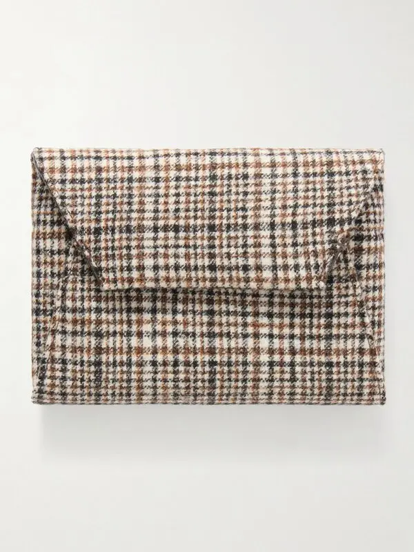 Brunello Cucinelli Checked Wool Clutch - Brown