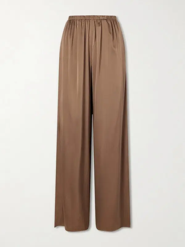 RUOHAN Silk-blend Wide-leg Pants - Brown