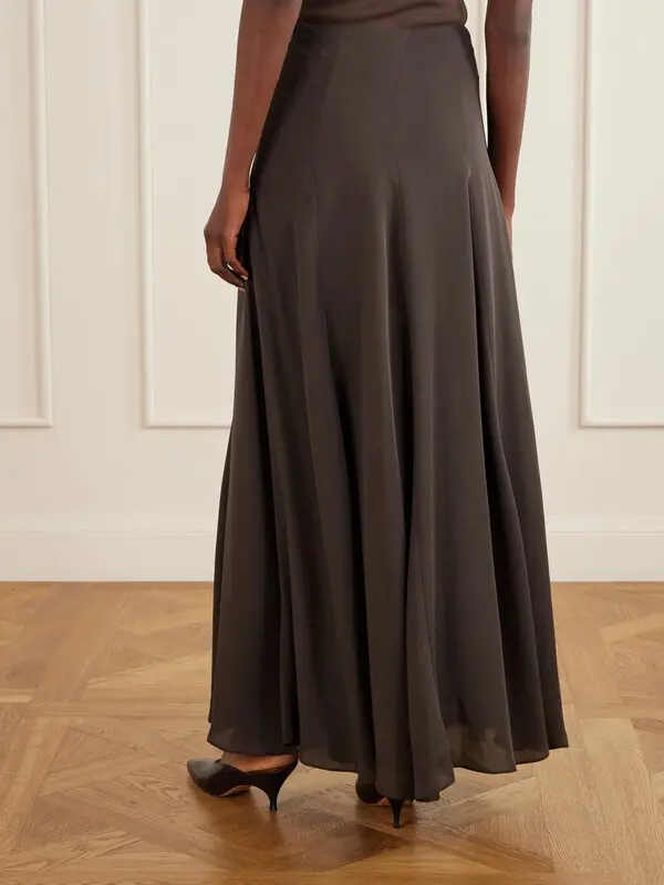 RUOHAN Aeris Pleated Silk-crepe Maxi Skirt