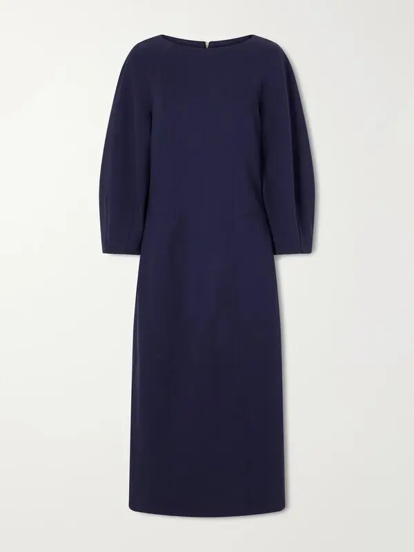 Carolina Herrera Ponte Midi Dress With Balloon Sleeves - Blue