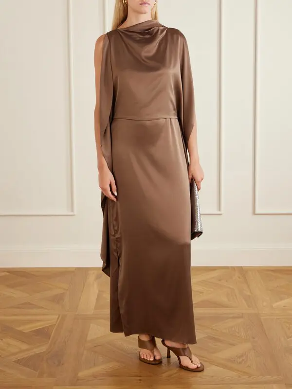RUOHAN Ikra Cape-effect Draped Silk Maxi Dress