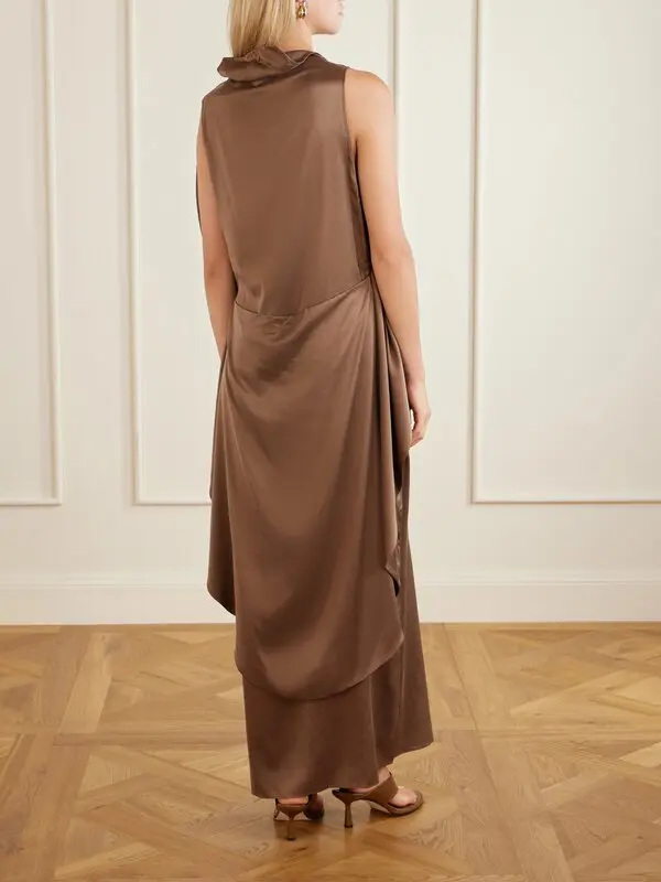 RUOHAN Ikra Cape-effect Draped Silk Maxi Dress
