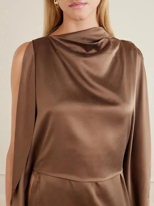 RUOHAN Ikra Cape-effect Draped Silk Maxi Dress