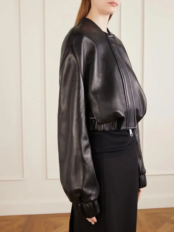 Khaite Cordan Cropped Leather Jacket