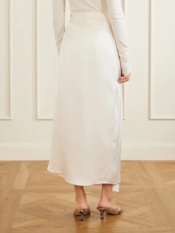 RÓHE Draped Satin Midi Wrap Skirt