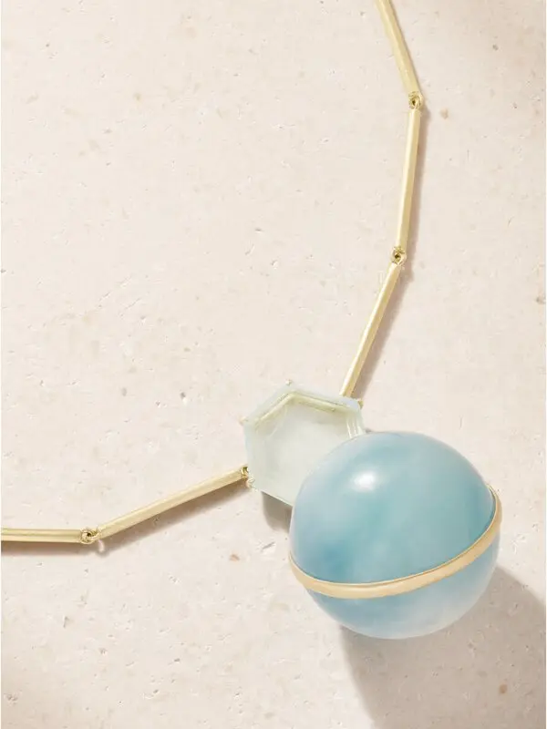 Marisa Klass 18-karat Yellow Gold And Aquamarine Necklace - Blue