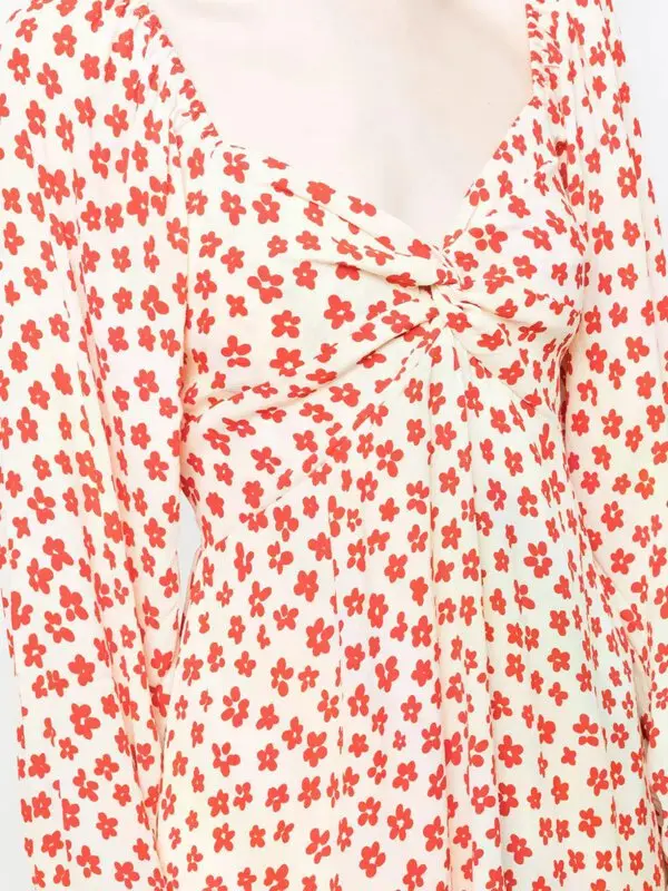 Faithfull The Brand Amias Floral Print Sweetheart Neck Mini Dress