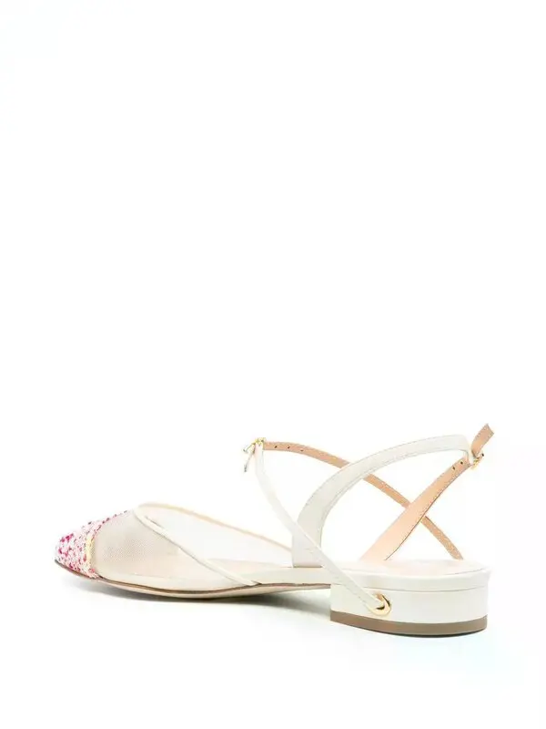 Jennifer Chamandi Vittorio Mesh Leather Slingback Point-toe Flats