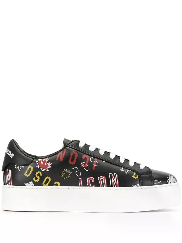 Dsquared2 Icon Print Sneakers - Black