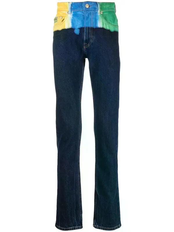 Versace Colour-block Slim-fit Jeans - Black