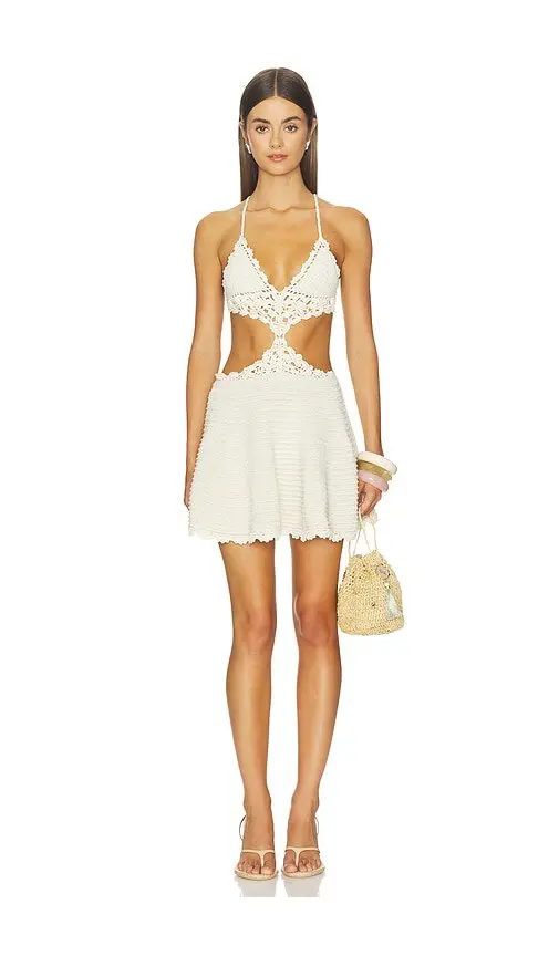 Retrofete Aisola Crochet Dress In . Also - Neutral