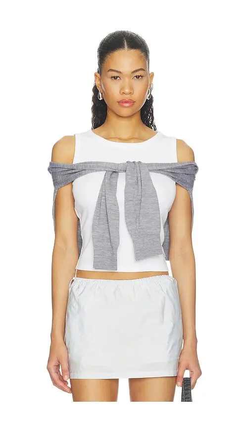Alexander Wang Pre-styled Tank Top With Draped Cardigan - White