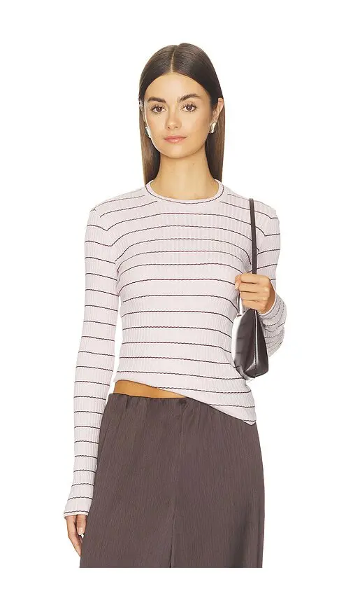 Vince Rib Stripe Long Sleeve Crew In . Also - Multi