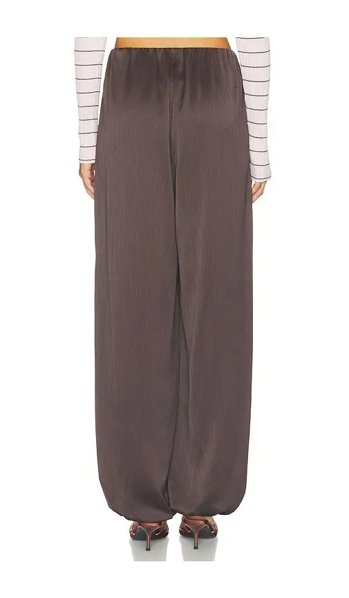 Vince Mid Waist Plisse Crinkle Trousers - Brown