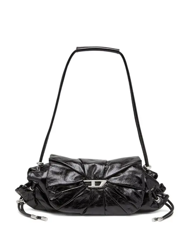 DIESEL® Scrunch Leather Shoulder Bag - Black