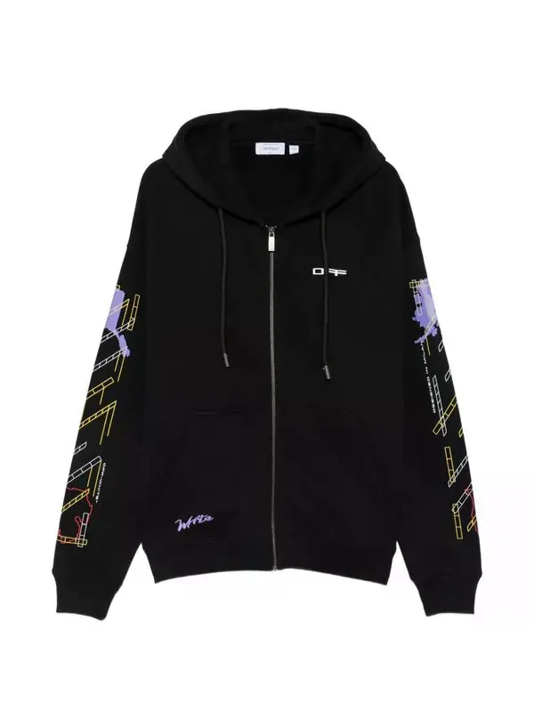Off-White Arrows-print Zip-up Hoodie - Black
