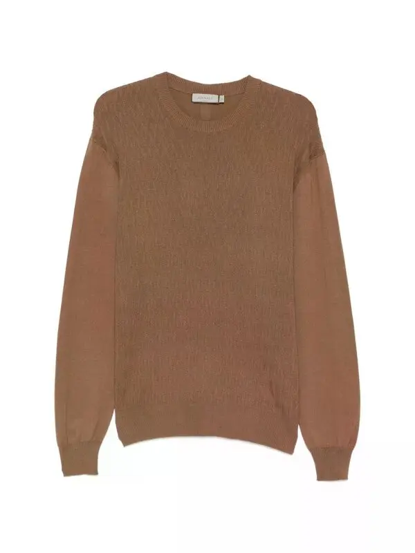 Canali Textured-knit Long-sleeve Sweater - Brown