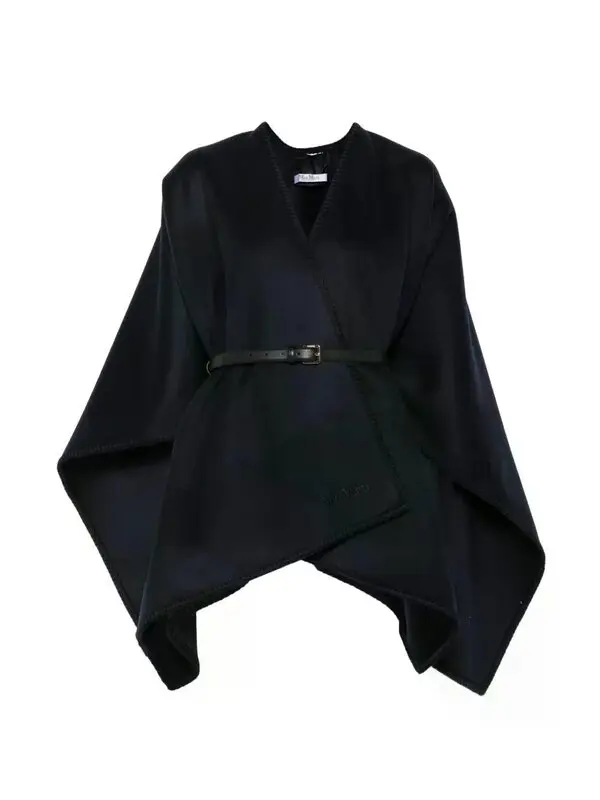 Max Mara Blanket-stitch Embroidered-logo Cape - Blue