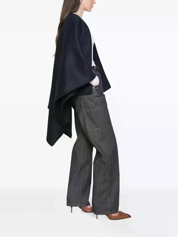 Max Mara Blanket-stitch Embroidered-logo Cape - Blue