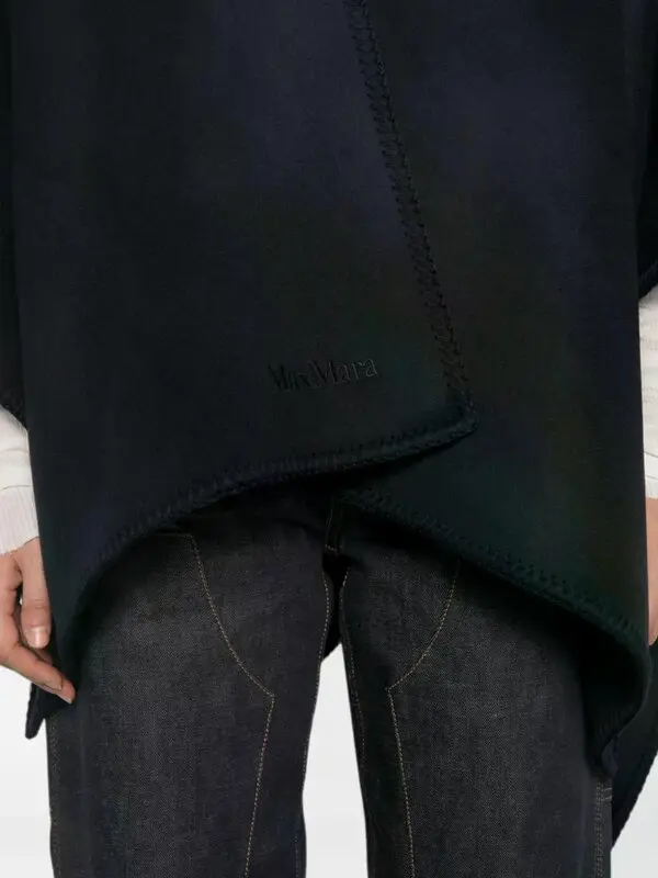 Max Mara Blanket-stitch Embroidered-logo Cape - Blue