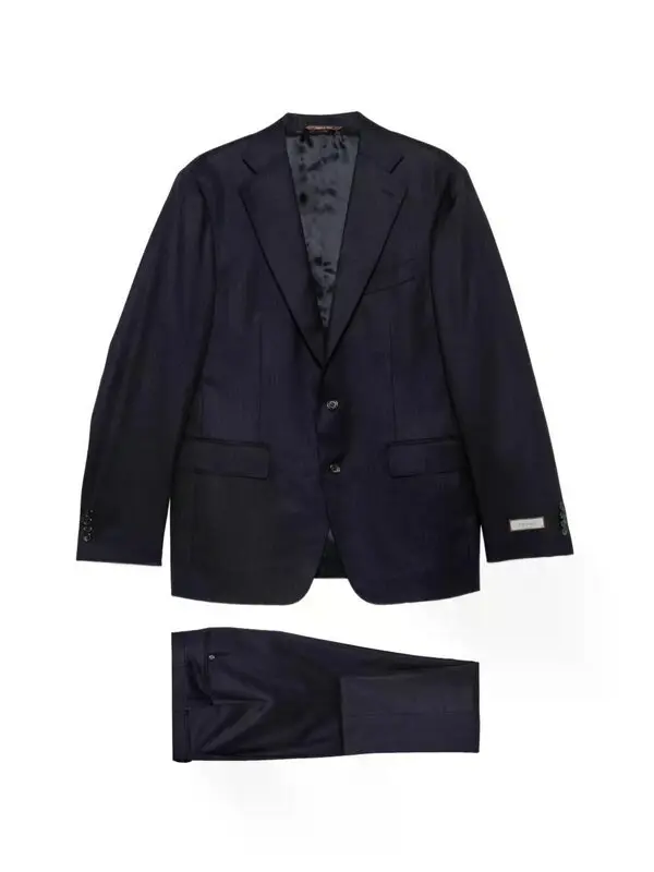 Canali Buttoned Pinstriped Suit - Blue