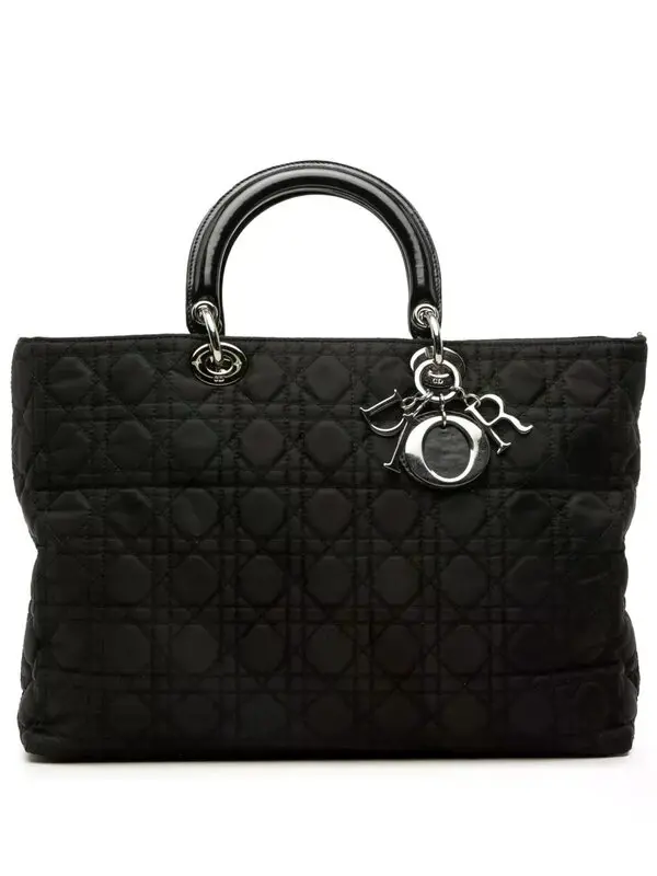 Dior 2000-2015 Extra Large Nylon Cannage Lady Satchel - Black