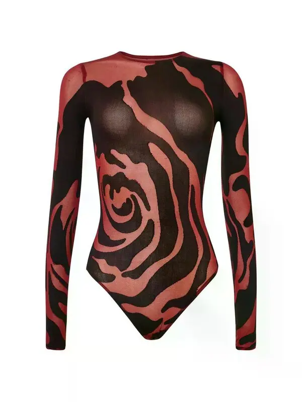 Wolford Rose Shadow Long-sleeved Bodysuit - Red
