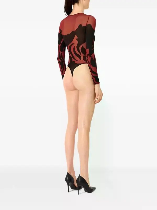 Wolford Rose Shadow Long-sleeved Bodysuit - Red