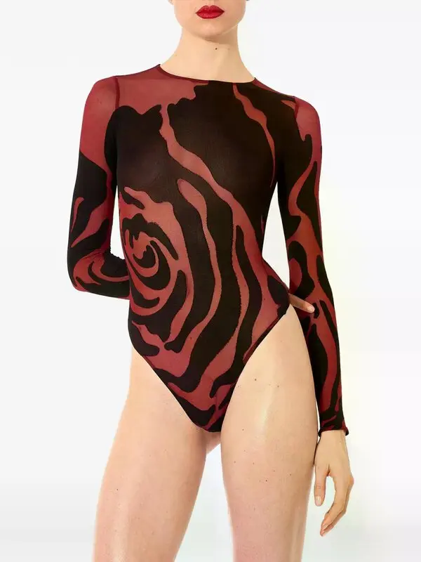 Wolford Rose Shadow Long-sleeved Bodysuit - Red
