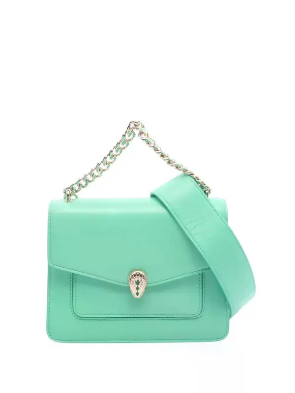 BVLGARI 2010-2026 Leather Serpenti Forever Maxi Chain Top Handle Bag Satchel - Green