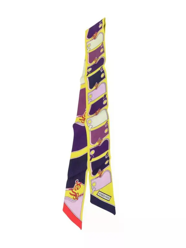 Hermès 20th Century Camails Twilly Silk Scarf Scarves - Yellow
