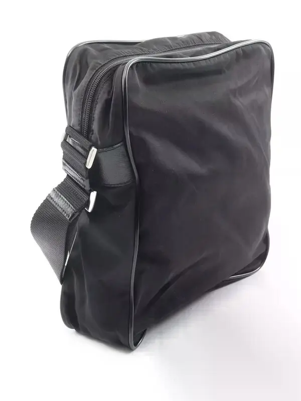 Prada Saffiano Trimmed Tessuto Crossbody Bag
