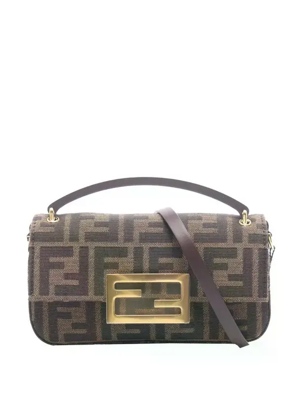Fendi 1990-2000 Zucca Canvas Baguette Phone Pouch Satchel - Brown