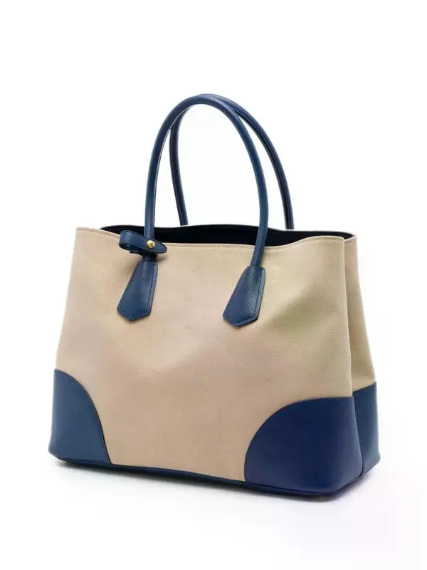 Prada 2010-2026 Large Canapa And Saffiano Double Satchel